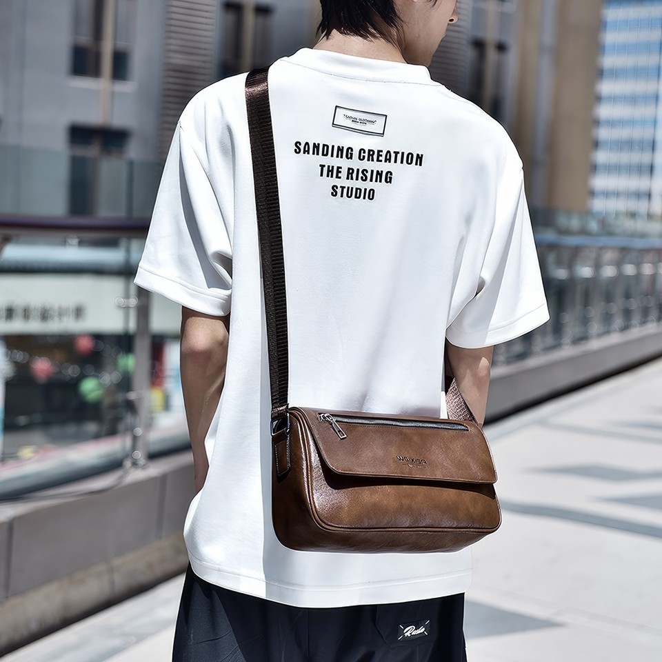 Fashion Men's Bag Flip Shoulder Bag Male Casual Crossbody Bag Messenger ...