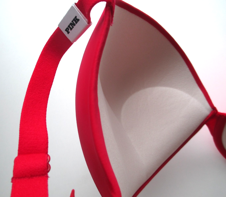 VICTORIA'S SECRET PINK Super Push-Up Bra VS Red 34B 36B 36C 38C 38D ...