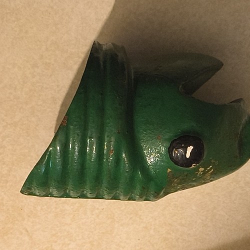 Vintage Green Cast Iron Fish Head Doorstop Decorative Collectible ...