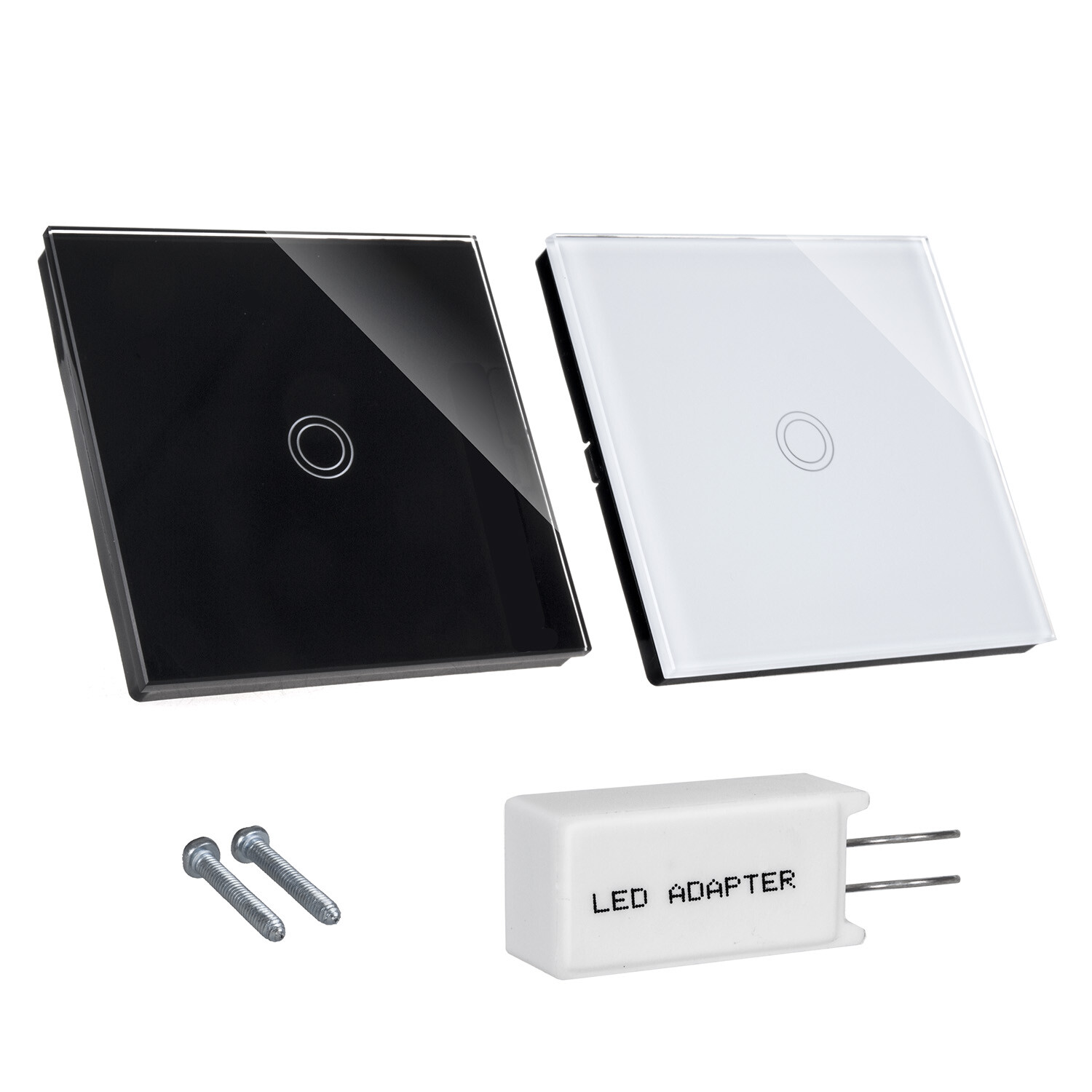 LED Touch Light Switch 1 2 3 Gang 1 Way Glass Black White Illuminated ...