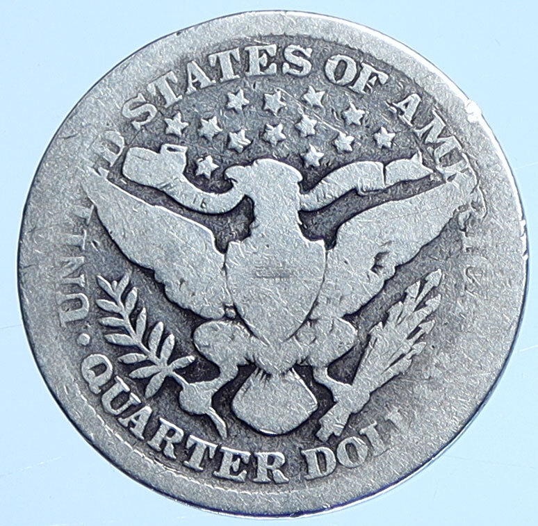 1899 P UNITED STATES US Silver LIBERTY Barber Quarter Dollar Coin EAGLE ...
