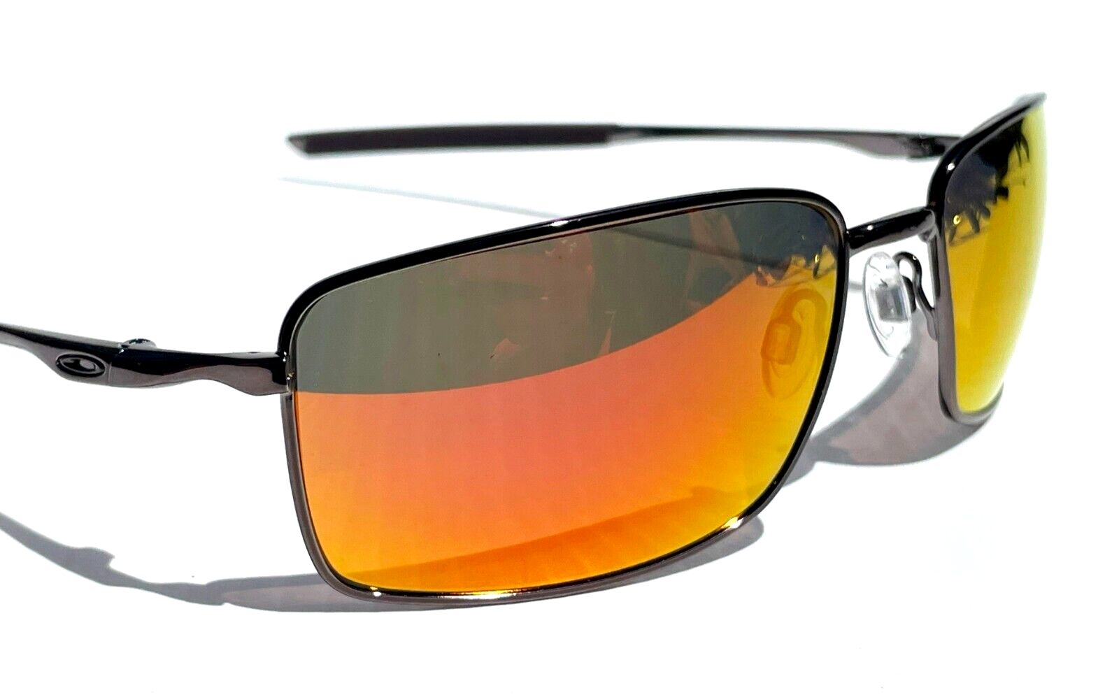 Oakley SQUARE WIRE Titanium Silver w POLARIZED Galaxy Ruby Lens ...