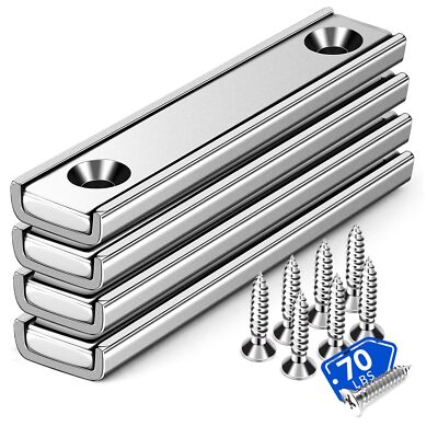 Super Strong Neodymium Bar Magnets, 70lbs Heavy Duty Rectangular Pot ...