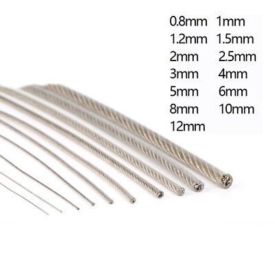 0.8mm - 12mm Wire Rope Cable Stainless Steel A2 Rigging Plastic Coated ...