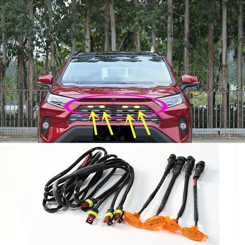For Toyota RAV4 2019-2024 Raptor Style Grill yellow LED Amber Marker ...