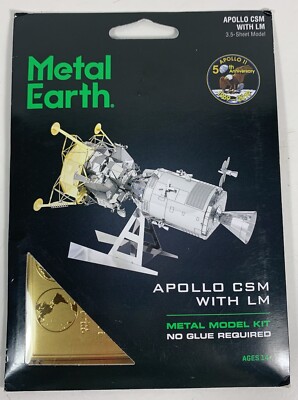 Model Kit Metal Puzzle Apollo CSM with LM 3D Metal Fascinations Metal ...