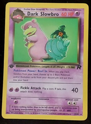 Pokemon Dark Slowbro Non Holo29/82 - 1st Edition Team Rocket Rare MP ...