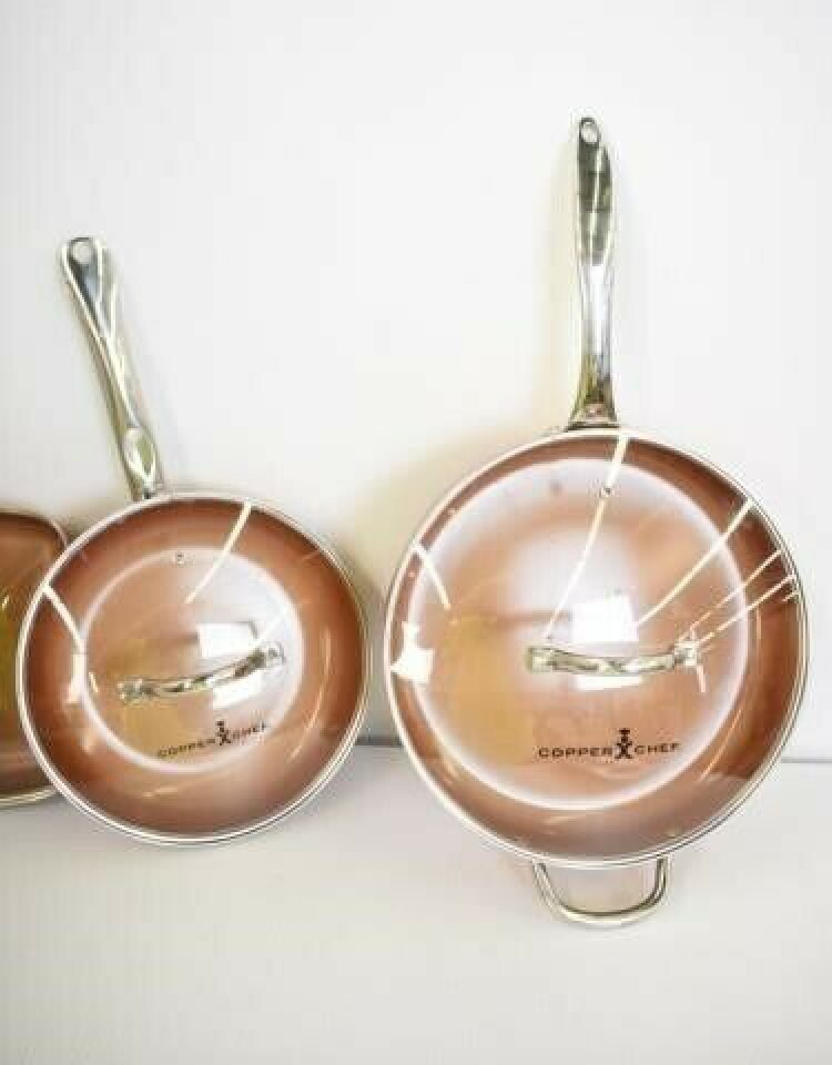 34 PC Copper Chef Cookware Set Pans Pots Deep Fry Baking Grill Egg ...