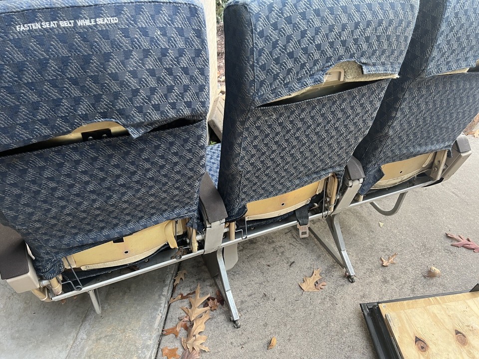 Authentic Aircraft Row of 3 Seats Airplane Flight Chairs Pilot Sky | eBay