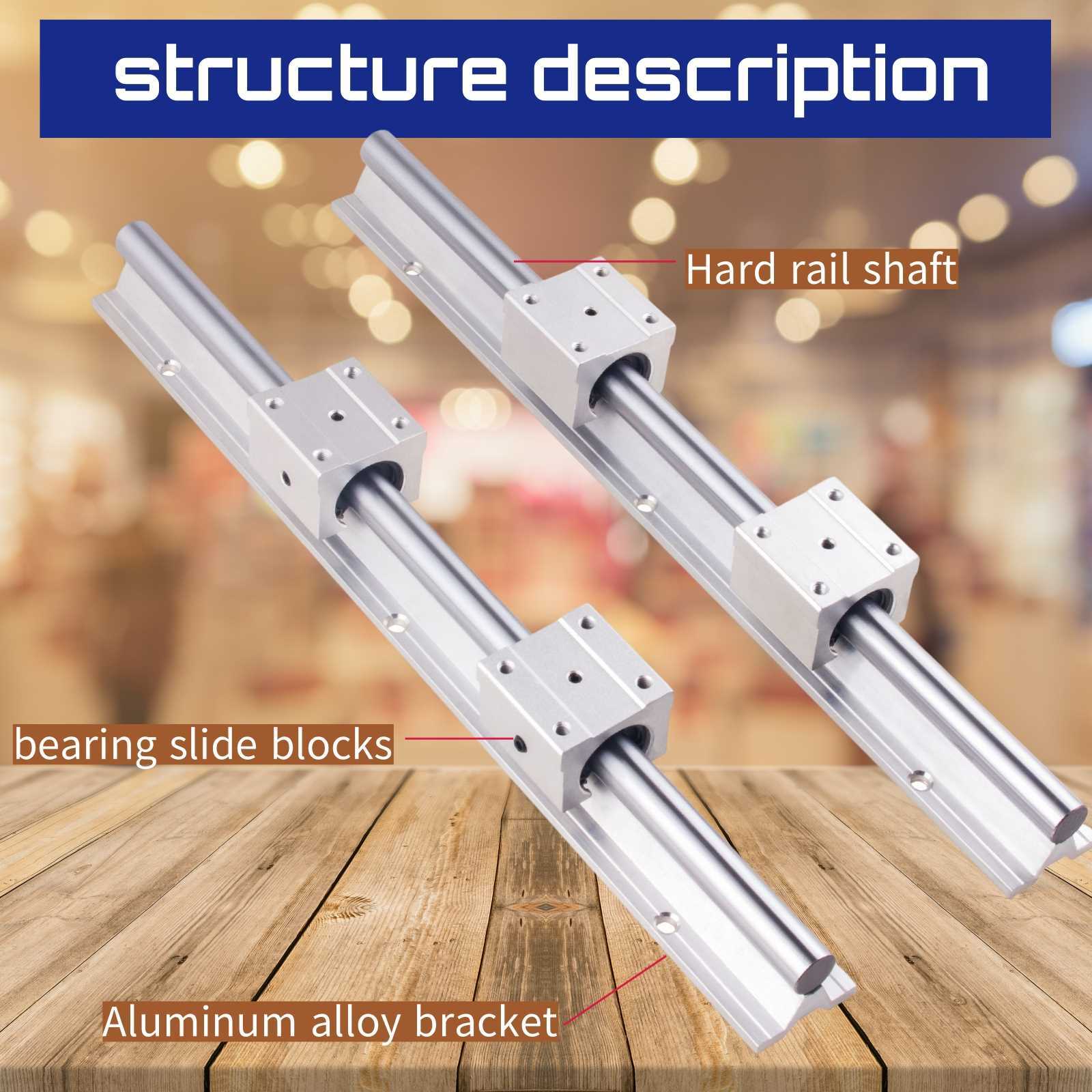 2Pcs SBR16 300-2000mm Linear Slide Rail Guide with 4 SBR16UU Bearing ...