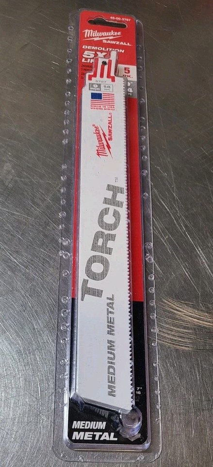 1 PK WITH 5 NEW MILWAUKEE 48-00-5787 SAWZALL TORCH BLADES 9" 14TPI ...