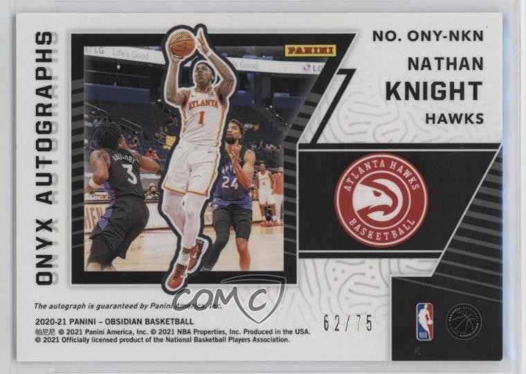 2020 Panini Obsidian Onyx Electric Etch Purple /75 Nathan Knight Rookie ...