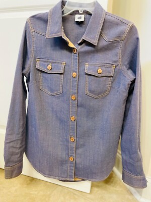 CABI Womens Workshop Jacket Size S Blue Long Sleeve Button Front #4299 ...