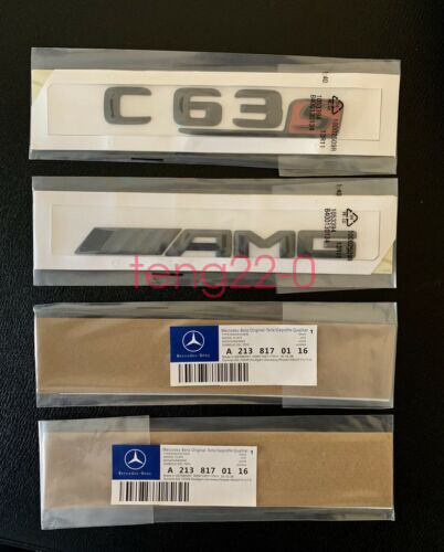 FOR MERCEDES BENZ C-CLASS BLACK SET AMG C63 S+V8BITURBO BADGES EMBLEMS ...