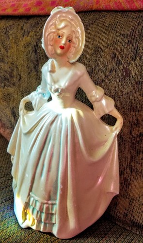 VINTAGE CHALKWARE VICTORIAN WOMAN 12" FIGURINE curtsey | eBay