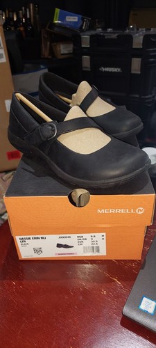 Merrell Select Grip Mary Janes Size 5.5 US Black Leather Buckle Strap ...