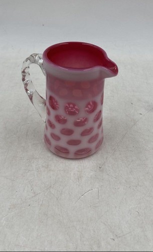 Vintage Cranberry White Opalescent Coin Polka Dot Glass Syrup Pitcher ...