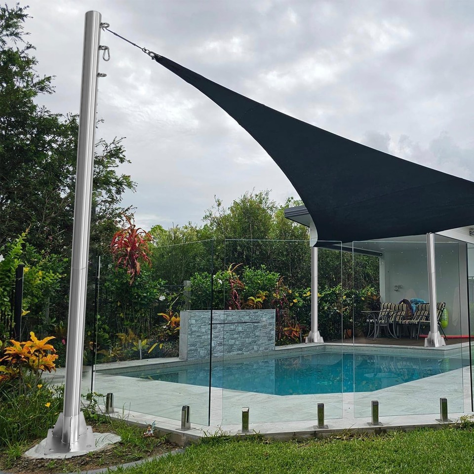 Stainless Steel Shade Sail Poles Kit,12ft Shade Sail Post Support ...