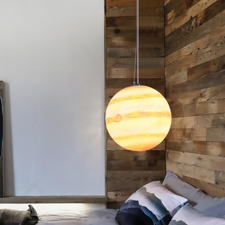 Acrylic Planet Pendant Lamp Bedroom LED Iron Light Globe Ceiling ...