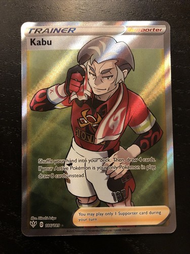 Pokemon - Kabu - 186/189 - SWSH Darkness Ablaze - Full Art Pack Fresh ...