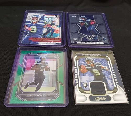 Kenneth Walker III Rookie Card Lot-4 Patch Green Prizm Mosaic Donruss ...