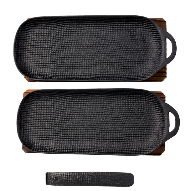 OIGEN Cast Iron Grill Slim Plate Set of 2 with handle U-031 Japan | eBay