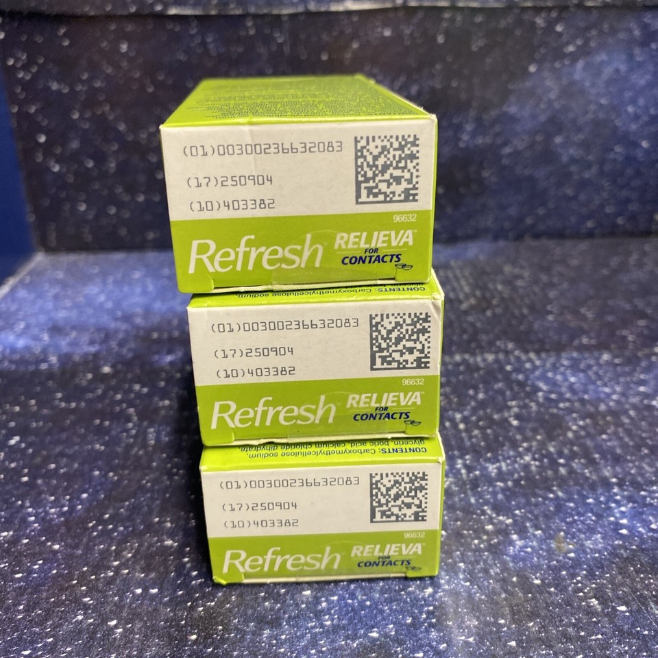3 X Refresh Relieva for Contacts Lubricant Eye Drops 0.27Oz Sterile Exp ...