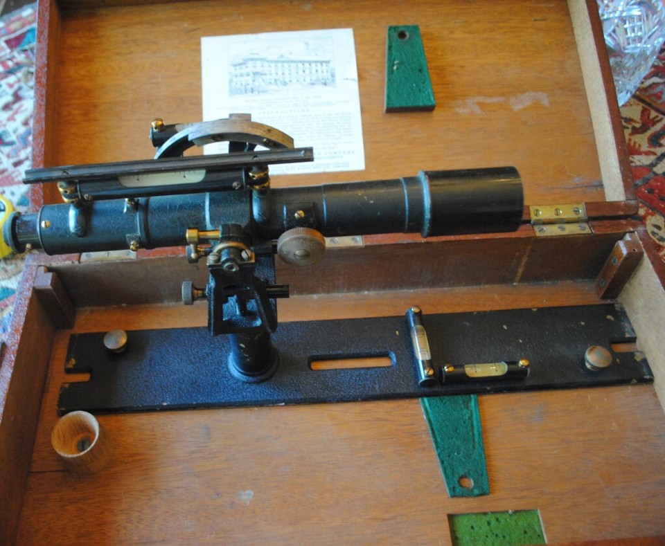 ANTIQUE TRANSIT BUFF AND BUFF BOSTON PLANE TABLE # 23638 ORIGINAL CASE ...