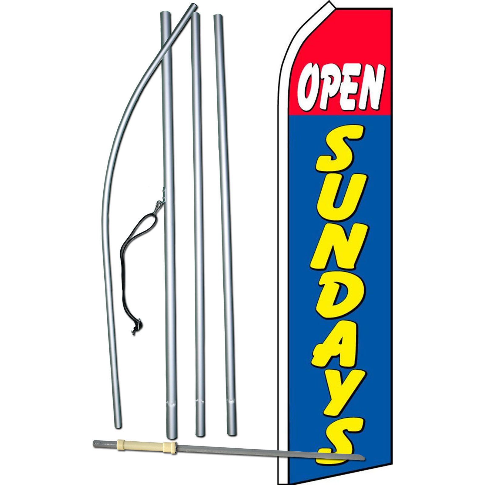 Open Sundays Blue Swooper Flag Kit | eBay
