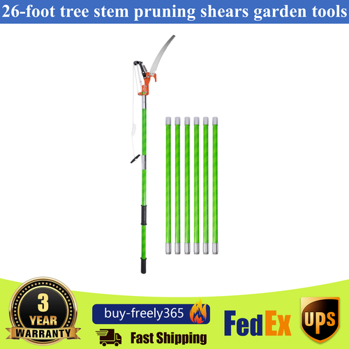 26ft Extendable Tree Pruner Garden Tool Pole Saw Branch Long Reach Limb ...
