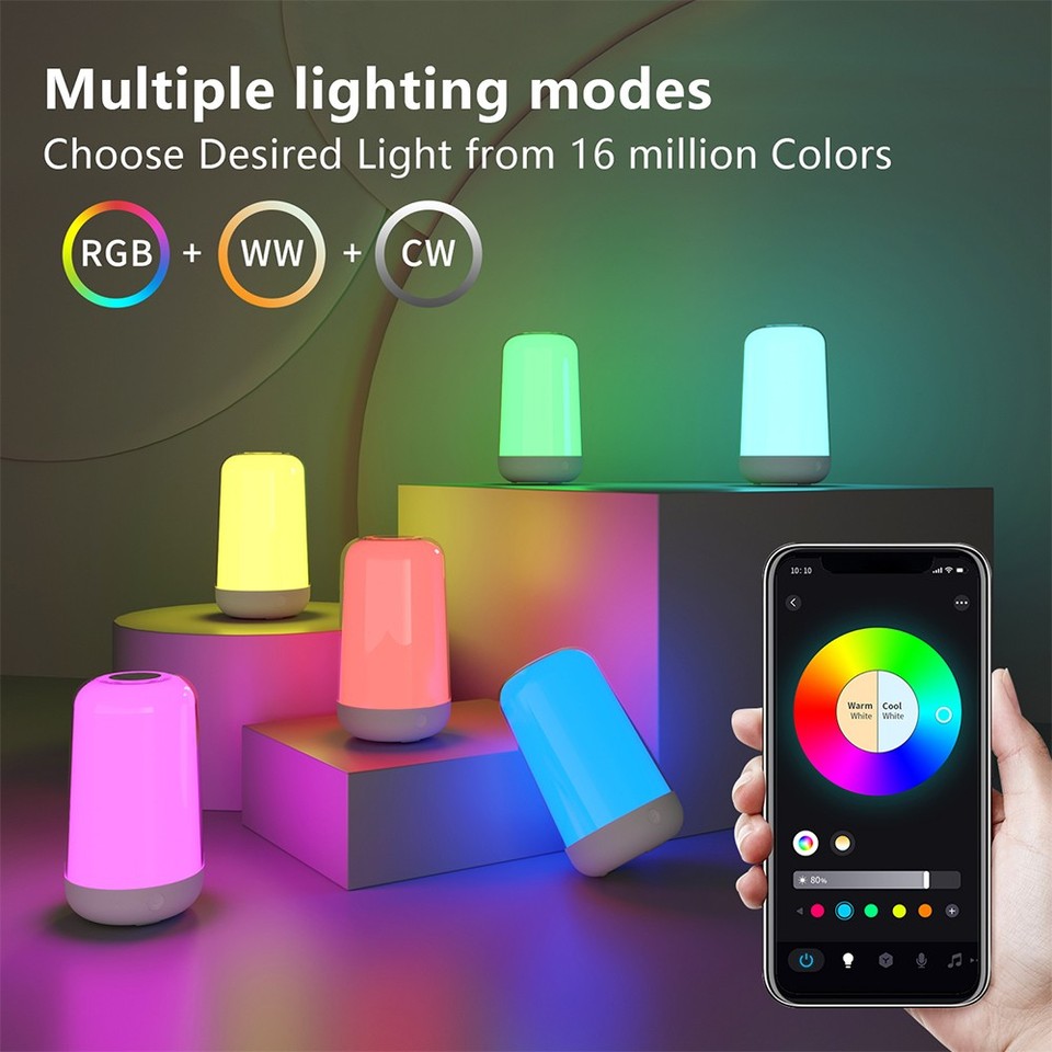 Smart Touch LED Night Light with 7 Colors and BT Remote Control | eBay ...