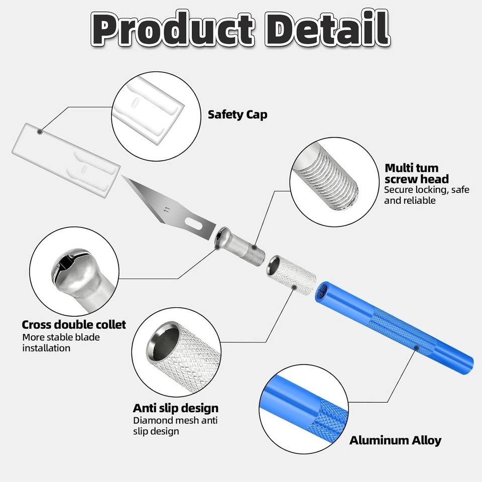 Kit Exacto Knife Set 50 Blade Refill Xacto 5PCS Leather Craft Pen ...