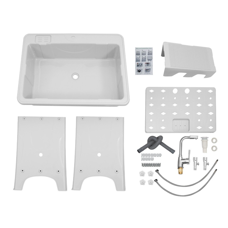 Slop Sink Wash Station Utility Sink with Storage Shelf Laundry Sink ...