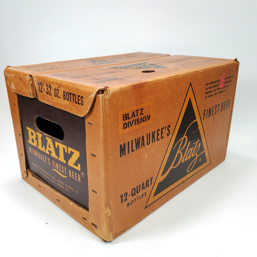 Vtg Rare Blatz Heavy Duty Waxed Cardboard Beer Case Box Wisconsin