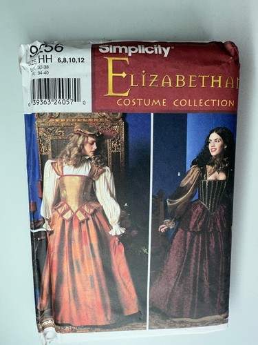 Simplicity 9256 Elizabethan Costume Pattern Gown Size HH 6-12 Uncut Pattern | eBay