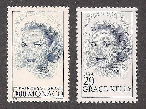 PRINCESS GRACE KELLY - U.S. & MONACO POSTAGE STAMPS - 1993 JOINT ISSUE ...