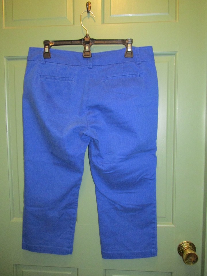 Dalia Collection Women's Blue Modern Fit Stretch Mid-Rise Capri Pants ...