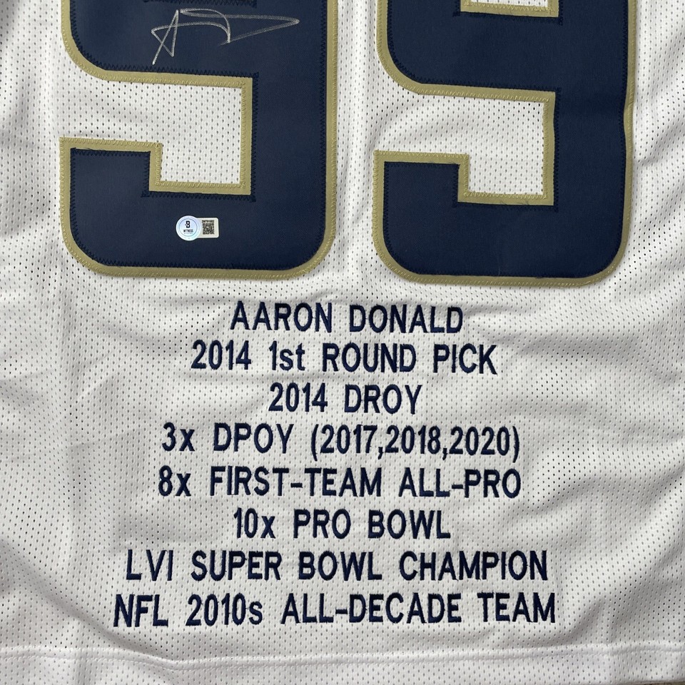 Aaron Donald Signed Los Angeles Rams Career Throwback Stats Jersey ...