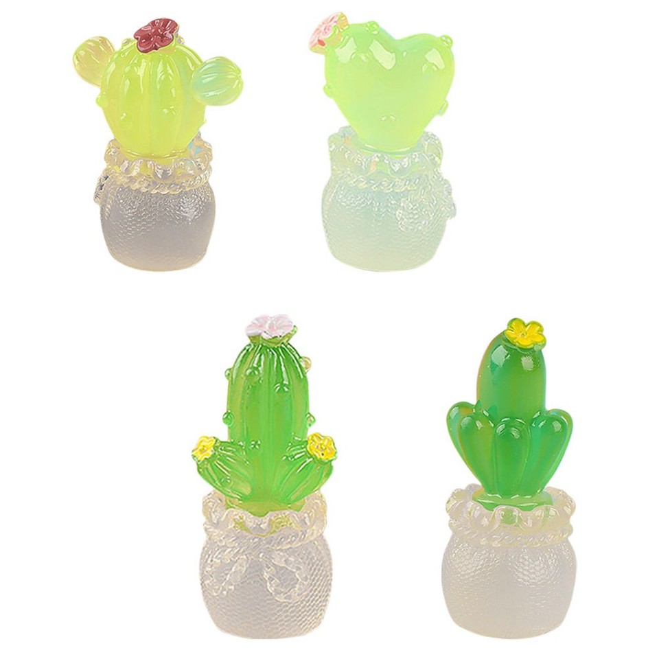 6 Pcs Mini Resin Crafts Decors Cartoon Cactus Statue Desktop Decoration ...