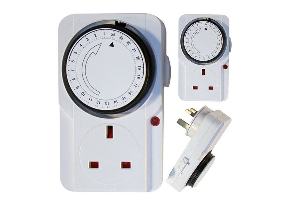 3 x 24 HOUR 24HR MAINS PLUG IN TIMER SWITCH TIME CLOCK SOCKET UK 3 PIN ...