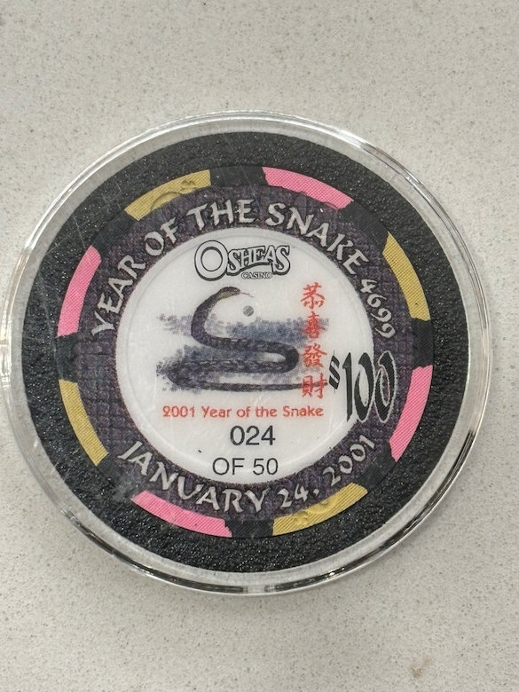 RARE $100 St. CHINESE NEW YEAR CASINO POKER CHIP 2001 OSHEAS LE LTD 50 ...