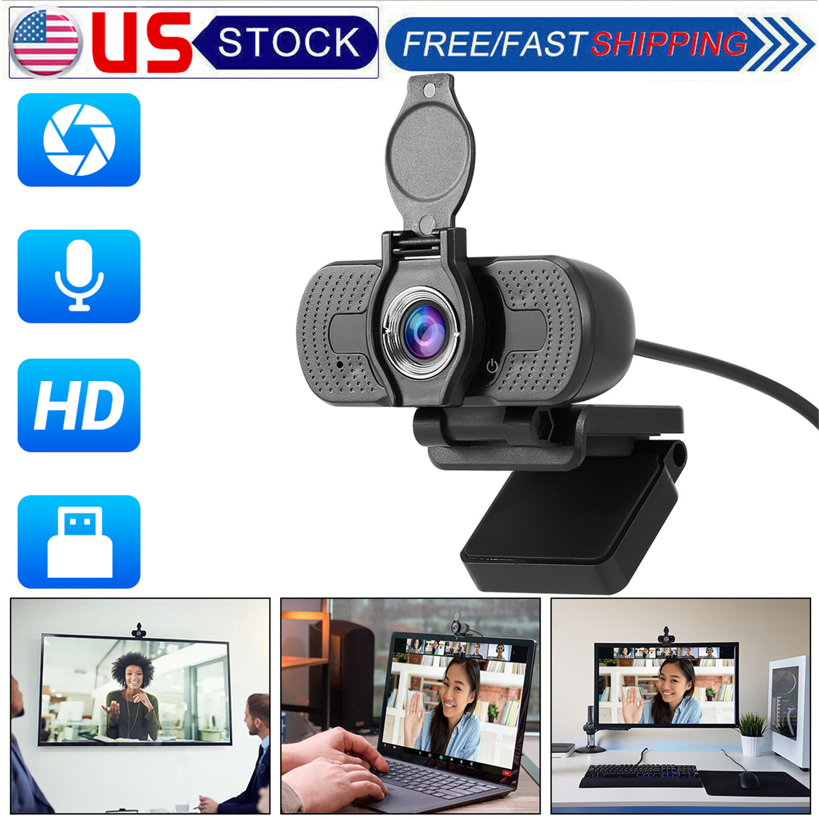 Webcam 1080p Autofocus Web Camera with microphone usb FULL HD Webcam PC ...