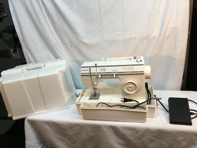 Vintage Singer Electric Sewing Machine Button Holler With Travel Case ...