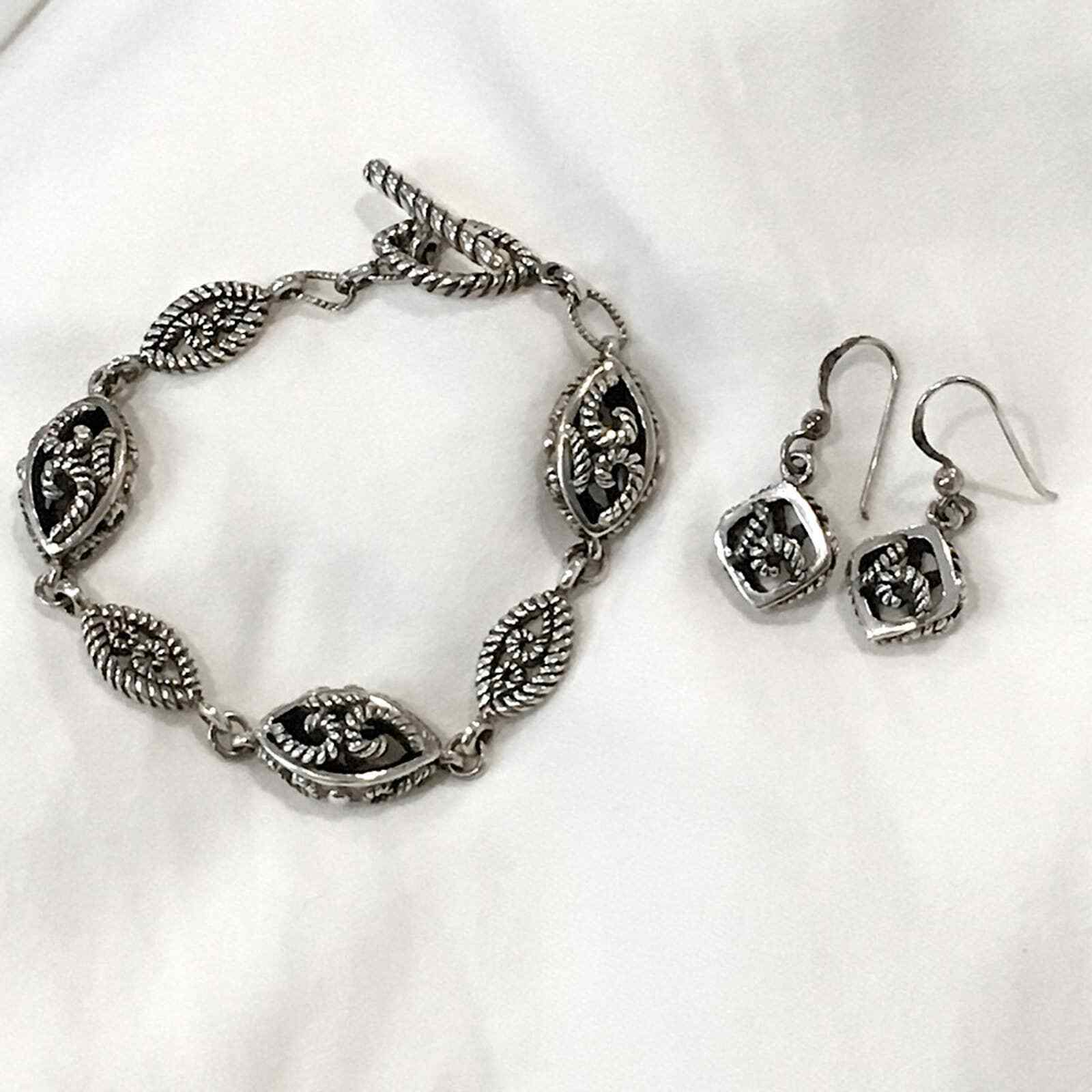 BARSE Sterling Silver Rope Scroll Drop Earrings - Gem
