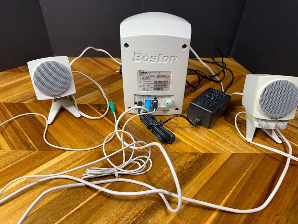 Boston Digital Speakers BA735 4 Pcs Subwoofer Computer Telex Microphone ...