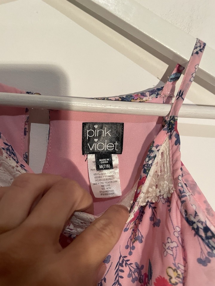 Pink & Violet Girls Dress Spring Summer Easter 7/8 pink & flowers | eBay