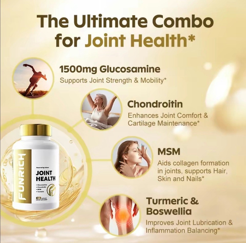 Funrich Joint Health - Glucosamine, Chondroitin, MSM, Turmeric - 120 ...