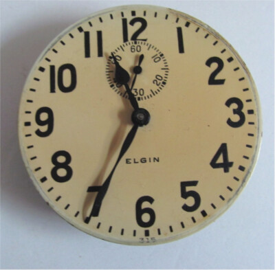 Elgin 8 Day Car Clock Movement Only-37 Size Minute-Hour-Second Hands ...