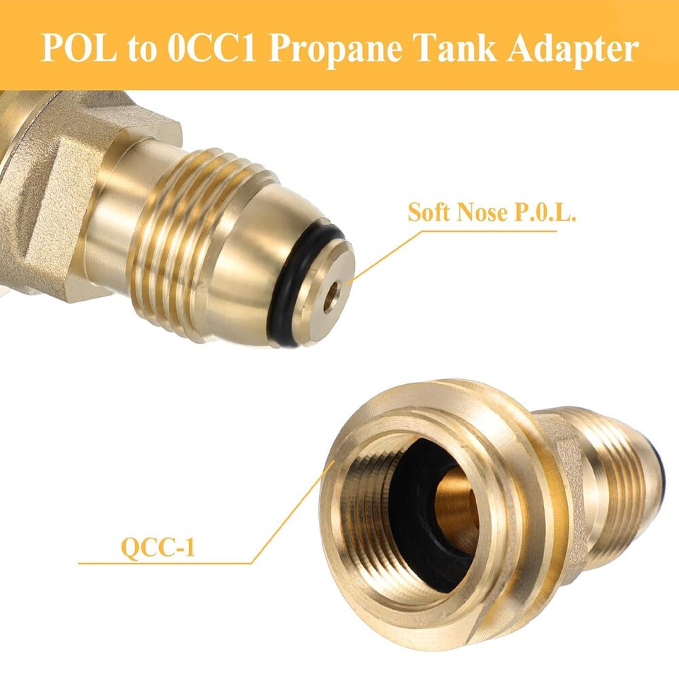 2PCS POL to QCC1 Propane Tank Adapter 100 lb LP Tank Valve to Type-1 ...
