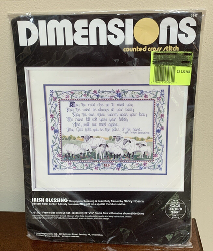 New NOS Vintage Dimensions Irish Blessing Counted Cross Stitch Lambs ...